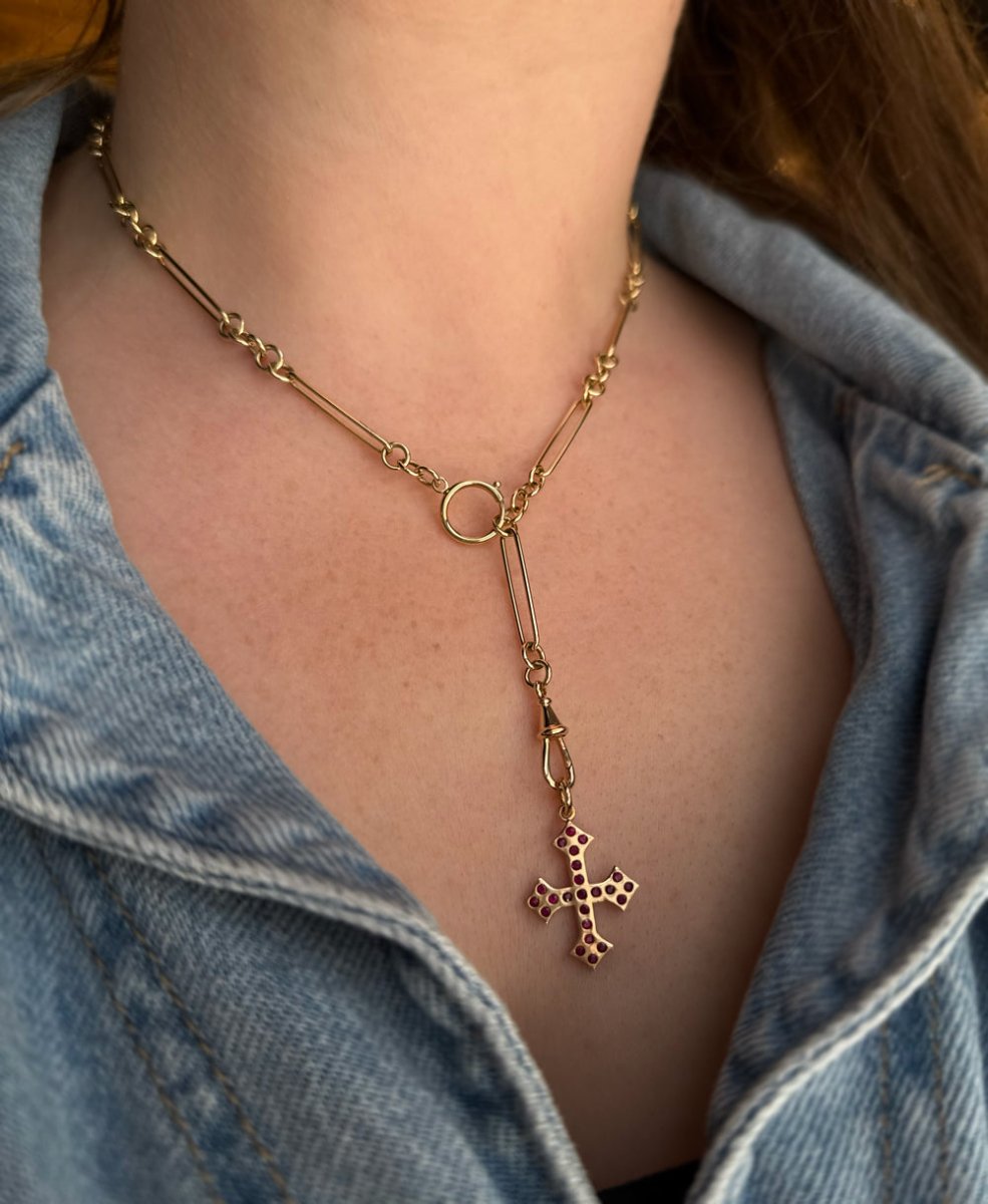 14k Gold Ruby Cross Pendant – Gem