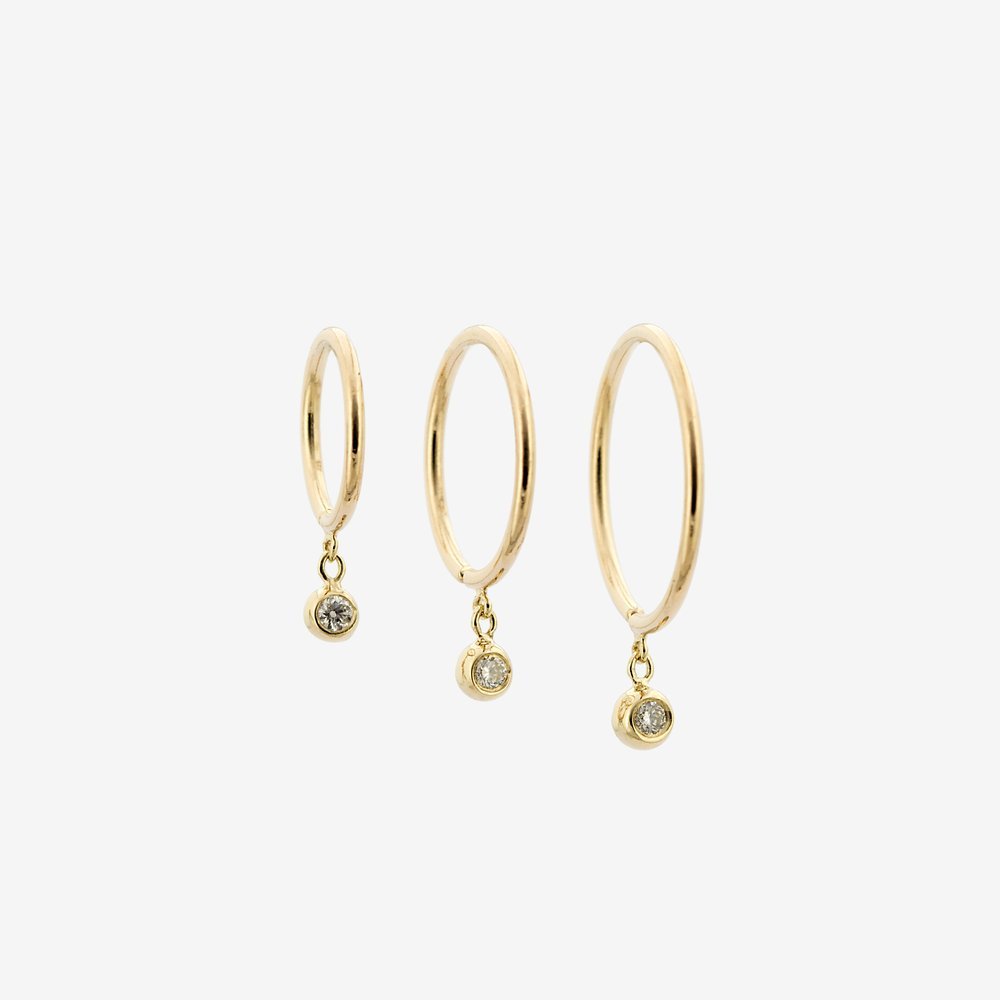 14k Gold Diamond Droplet Huggie Hoop - Single Earring – Gem